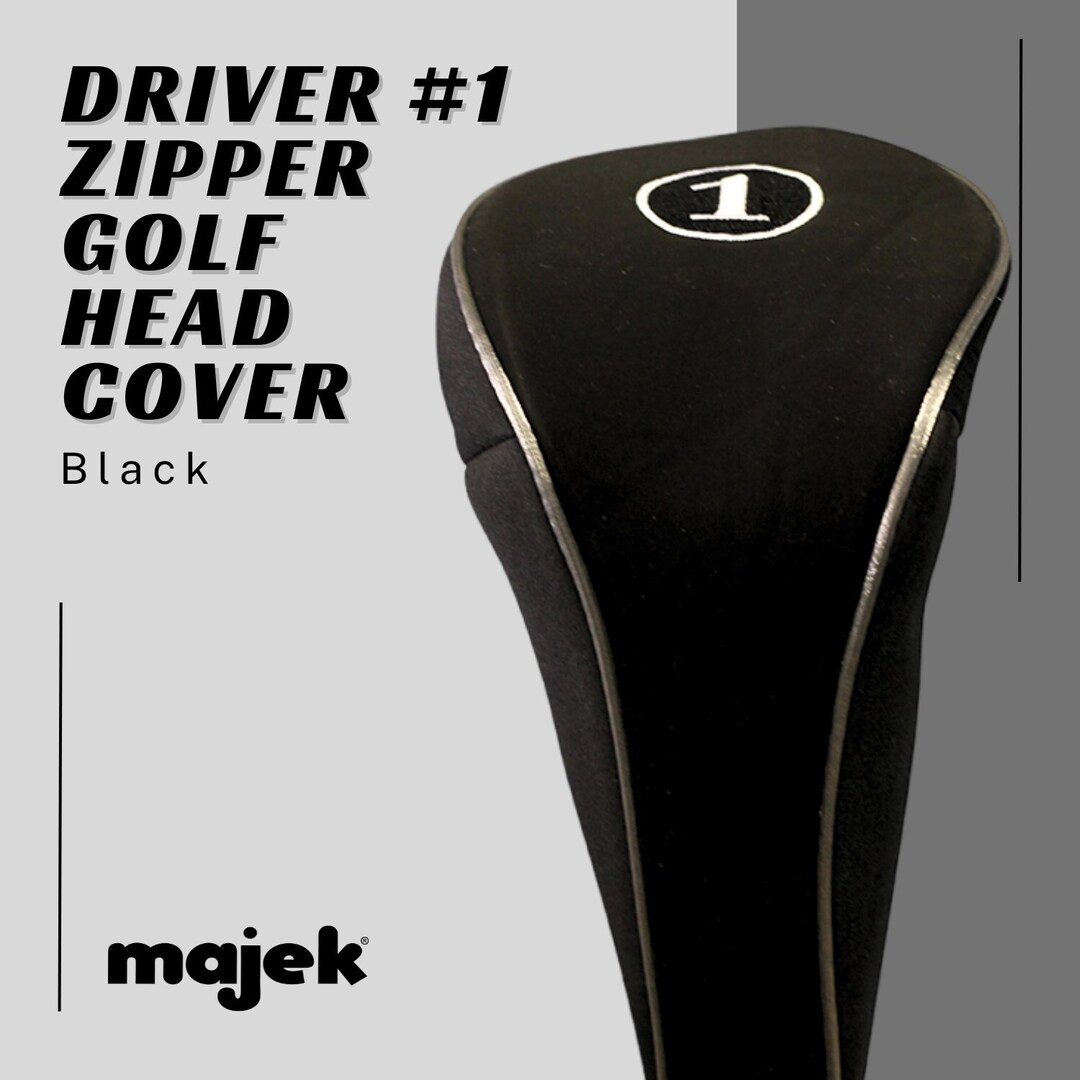 Driver #1 Black Golf Zipper Head Cover for Driver Protective Covers ...