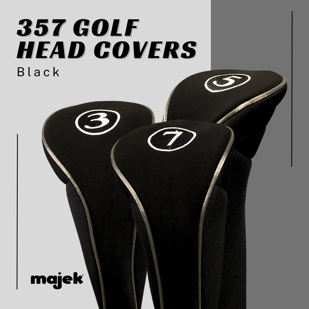 3 5 7 Black Golf Zipper Head Covers for Driver Fairway Woods Head ...