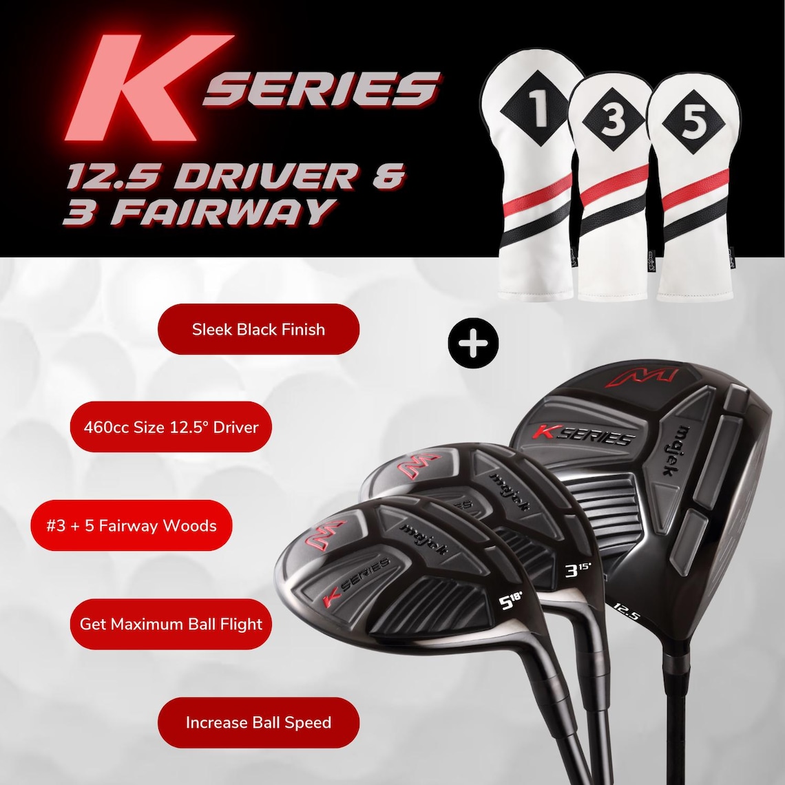 Majek Golf Men's Senior Flex Golfers Package: 12.5 Degree Driver+3/5 ...