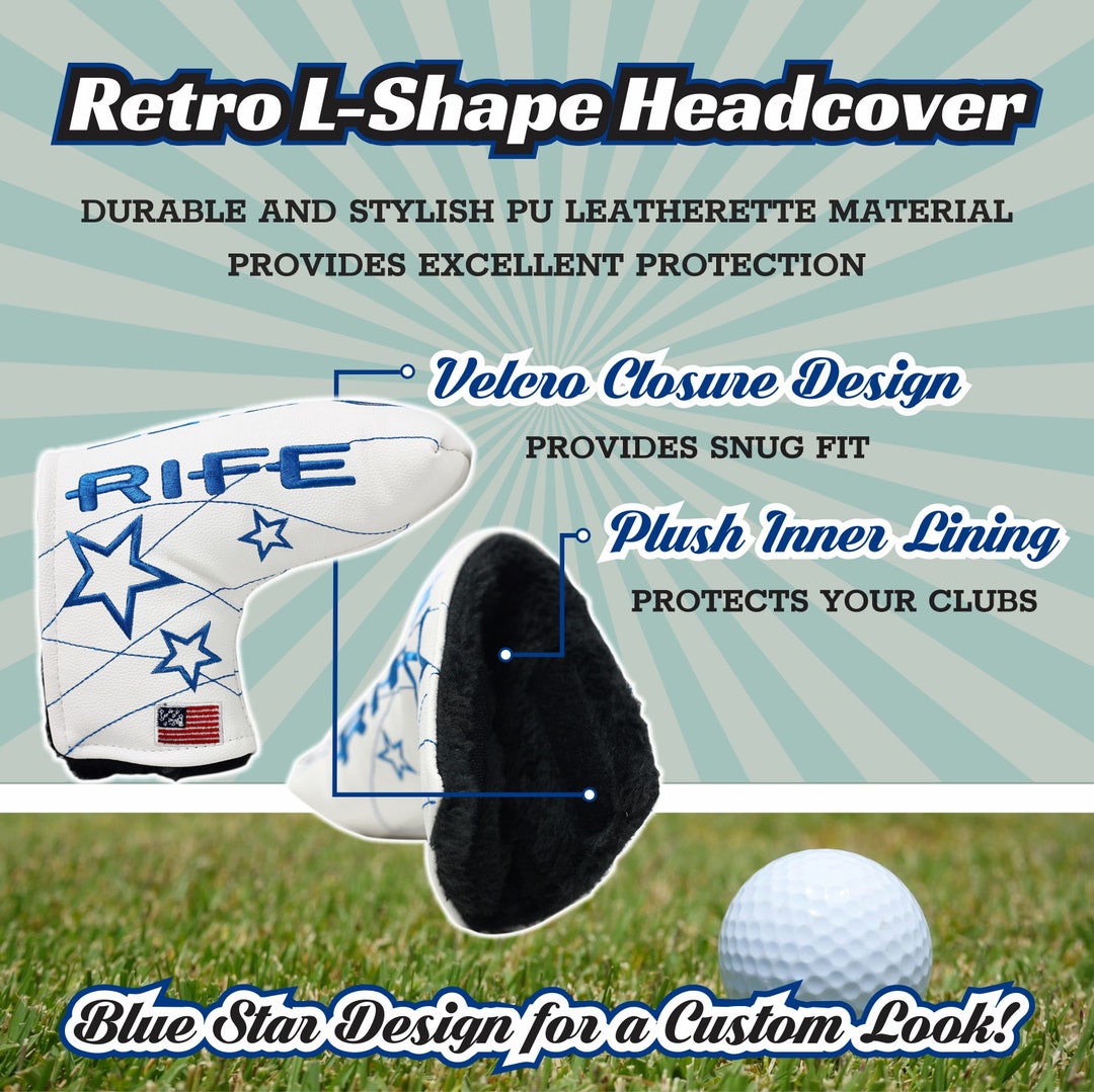 Rife Retro L-shape Blade Putter Vintage Leather Style Head Cover-white ...