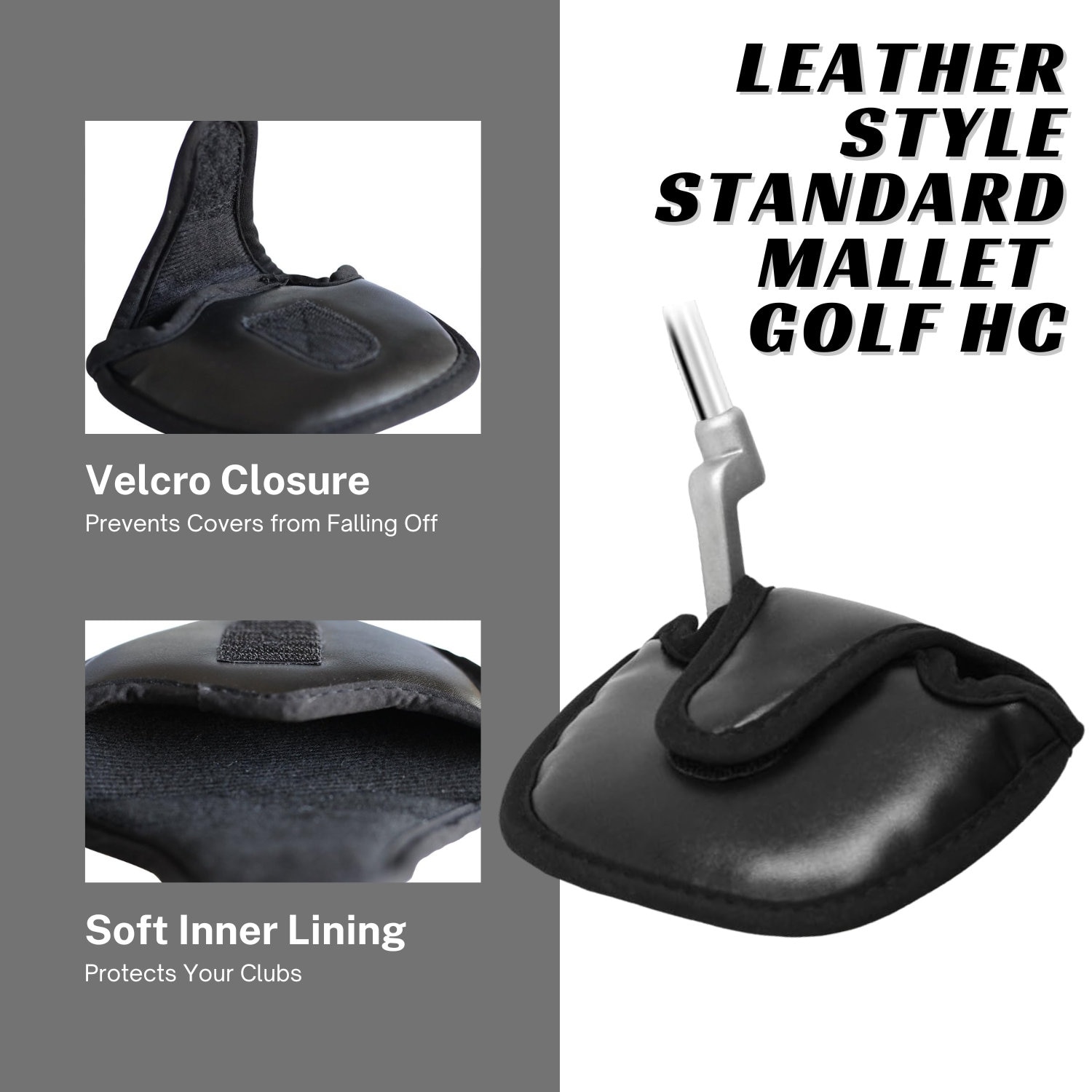 Leatherette Standard Black Mallet Putter Head Cover-perfect for ...