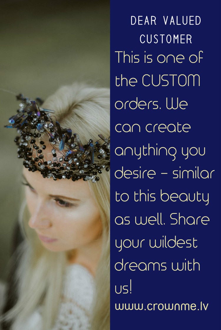 CUSTOM ORDER Black Quartz Swarovski Crystal Crown Bridal Tiara | Etsy
