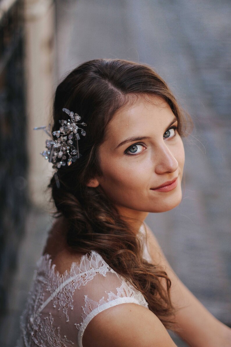 Clear Light Gray Raw Quartz Wedding Crystal Crown Bridal Tiara - Etsy