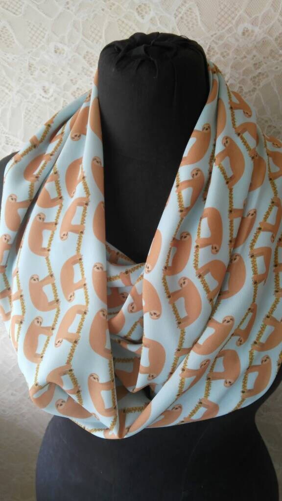 Sloth Gift Cute Sloth Scarf Sloths Infinity Scarf Sloth | Etsy