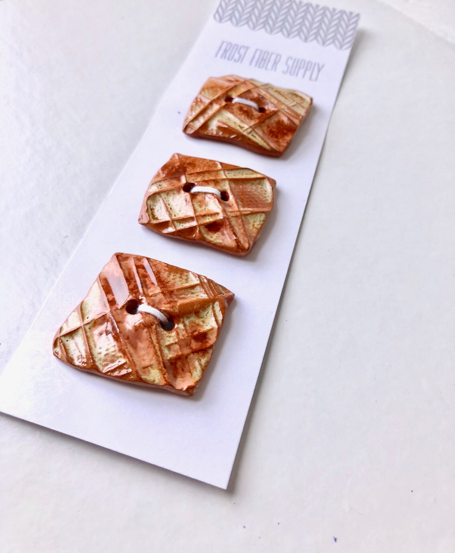 BRICK PLAID BUTTONS. 3 Ceramic Handmade Buttons Yellow and - Etsy