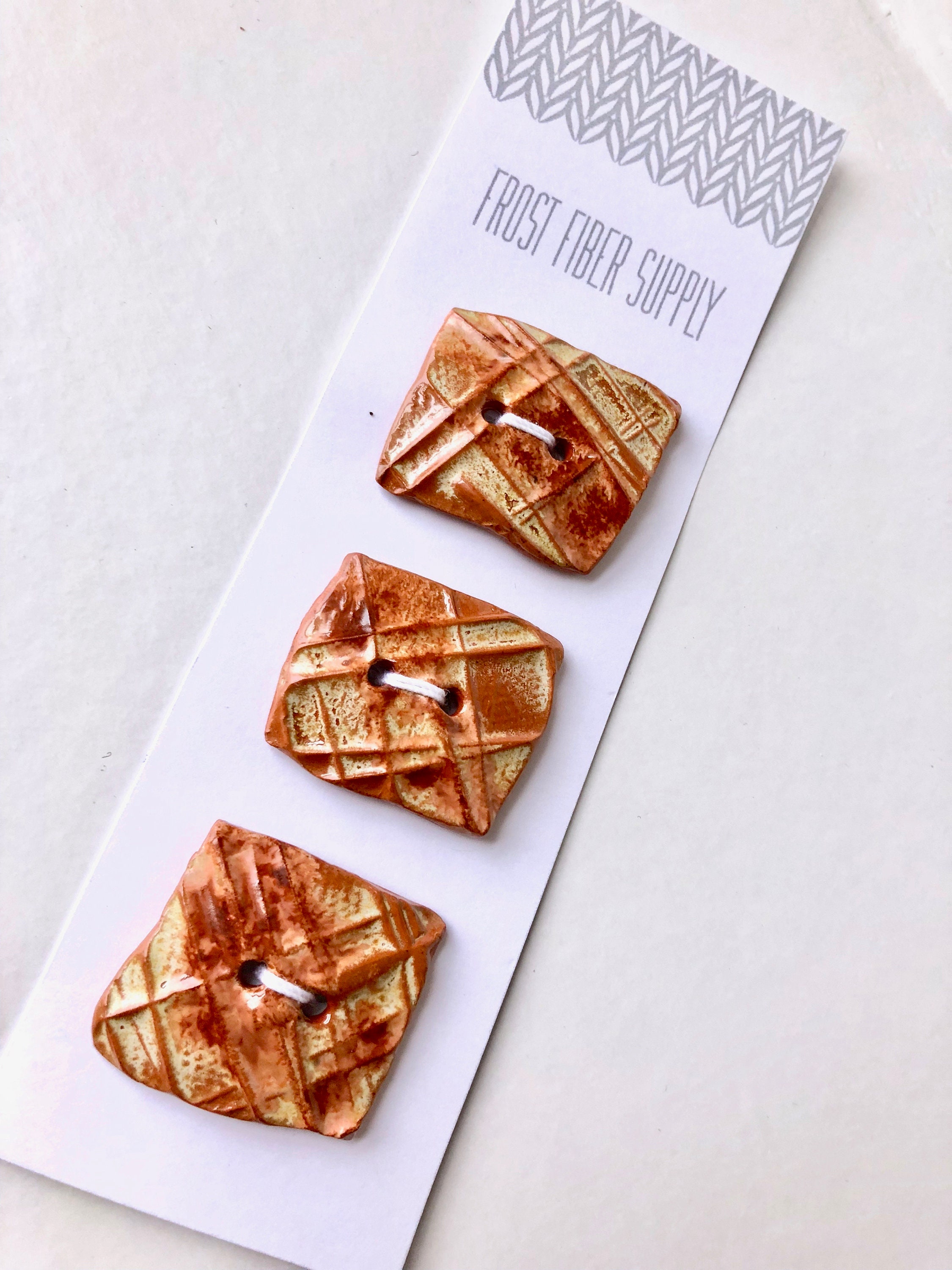 BRICK PLAID BUTTONS. 3 Ceramic Handmade Buttons Yellow and - Etsy