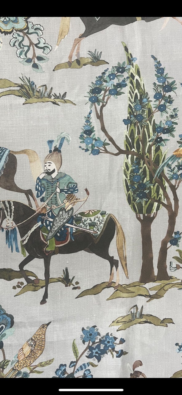 Travers ottoman Riders Fabric Remnant - Etsy