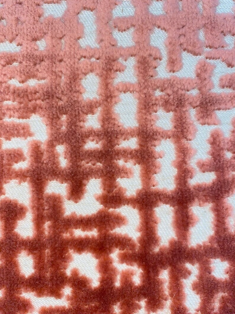 Coral Pink Velvet Fabric Remnant With a Crisscross/plaid - Etsy