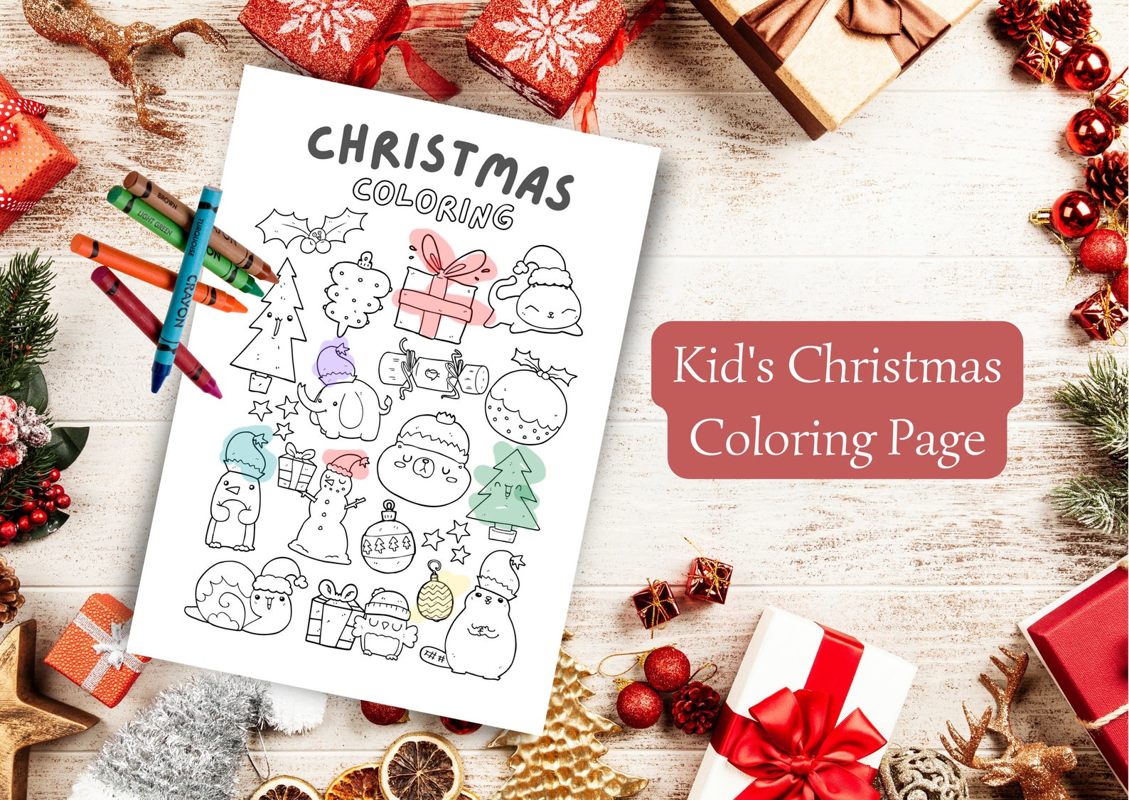 Christmas Printable Coloring Page Coloring Page Christmas - Etsy