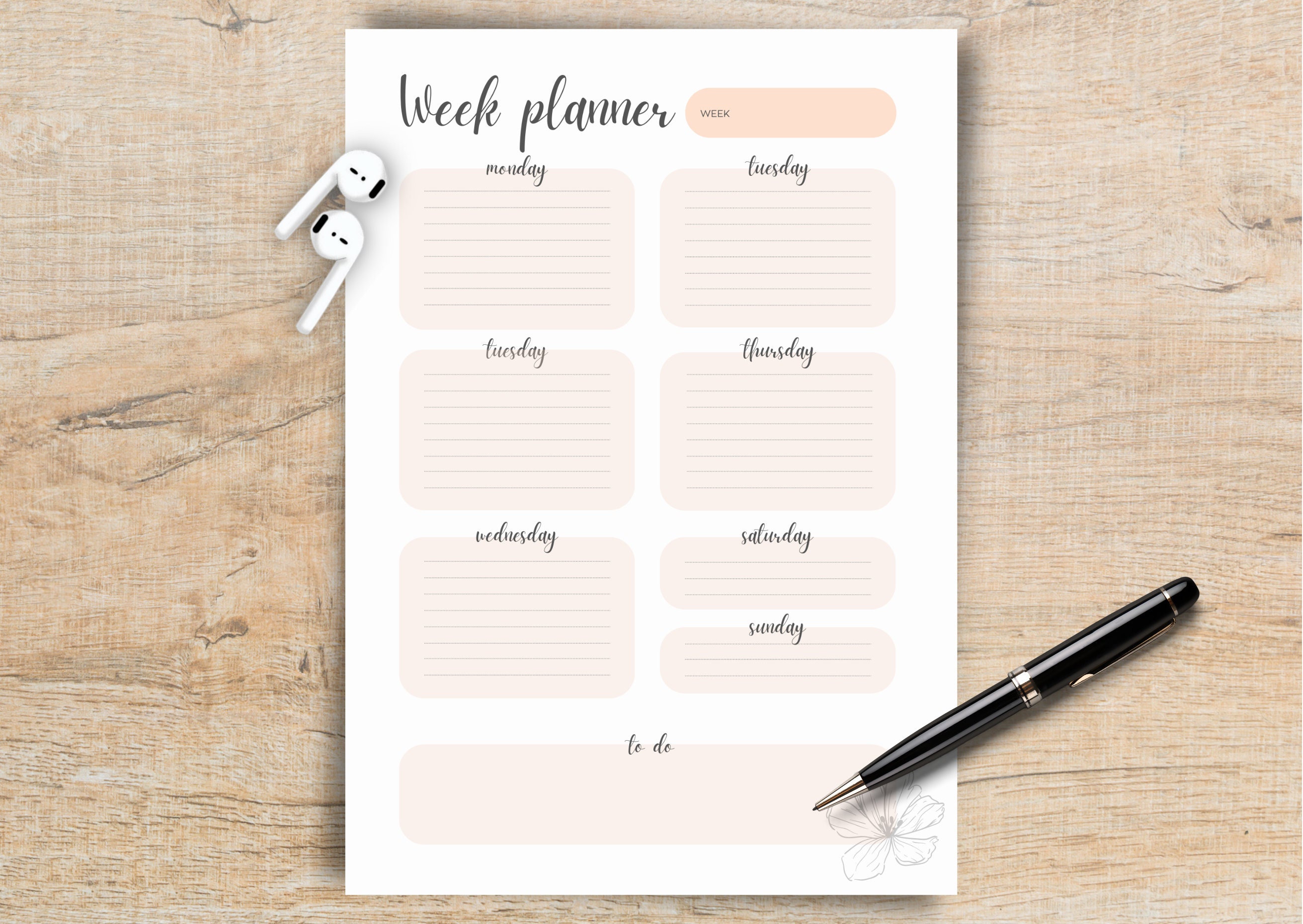 Printable Daily & Weekly Planner Day Week Planner Printable - Etsy