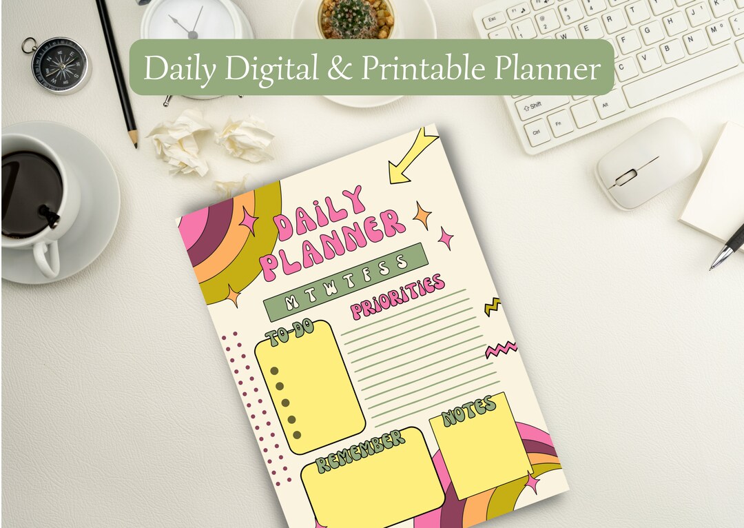 Groovy Printable Daily Planner Day Planner Printable 70s Inspired Daily ...
