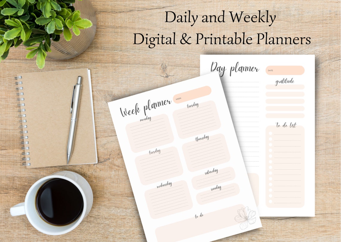 Printable Daily & Weekly Planner Day Week Planner Printable - Etsy