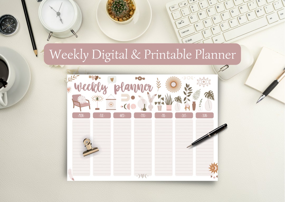 Printable Daily & Weekly Planner Day Week Planner Printable - Etsy