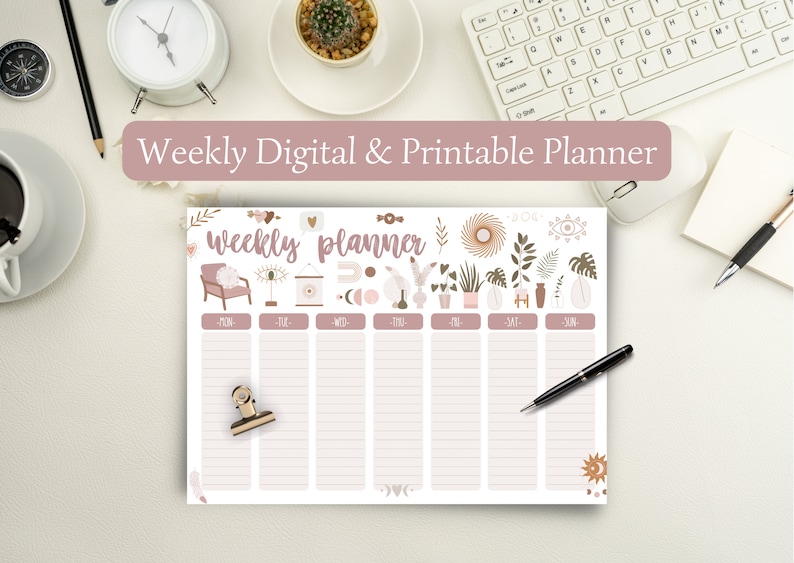 Printable Daily & Weekly Planner Day Week Planner Printable - Etsy