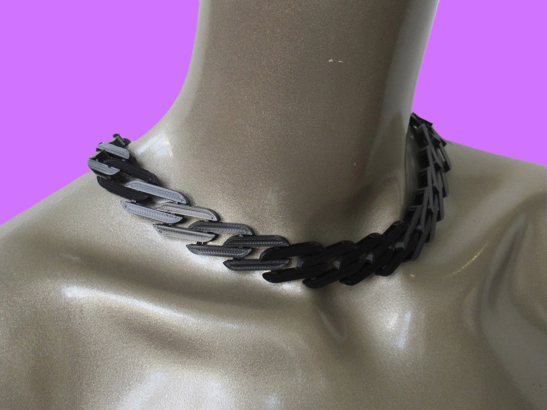 Black Cuban Chain Necklace, 3D Printed Chunky Chain, Big Link Jewellery ...
