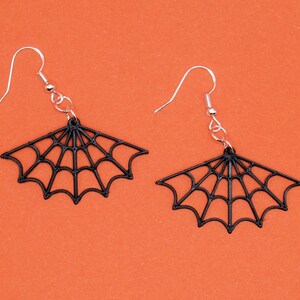 Black Spider Web Earrings, Cobweb Earrings, 3d-printed Sterling Silver ...