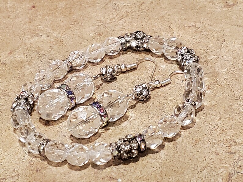 Clear Glass Beads With Rhinestones and Silver Rhinestone Ball - Etsy