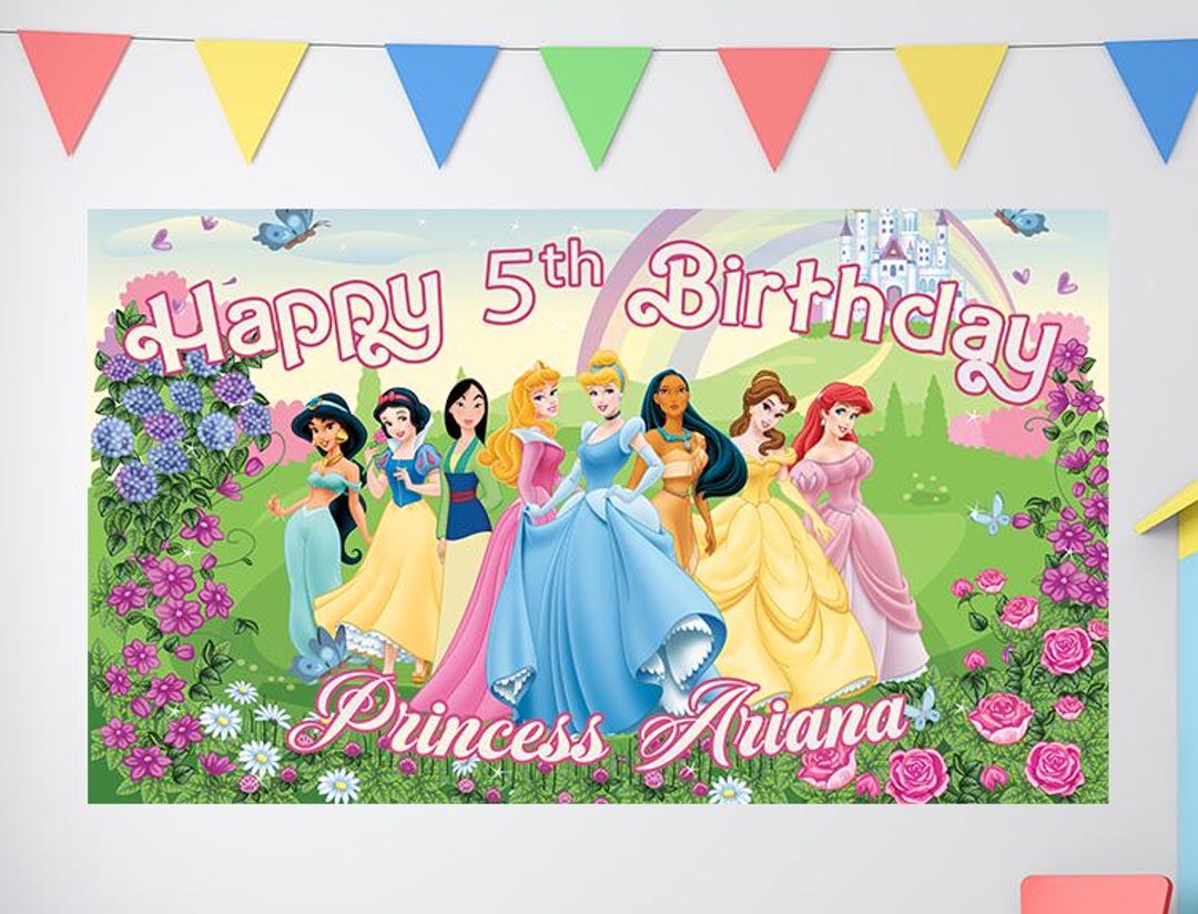 Princess Birthday, Princess Birthday Banner, Custom Princess Backdrop ...
