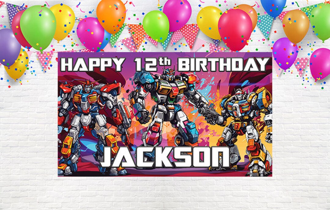 Robots Birthday Banner, Robots Birthday, Kids Birthday Banner, Robots ...