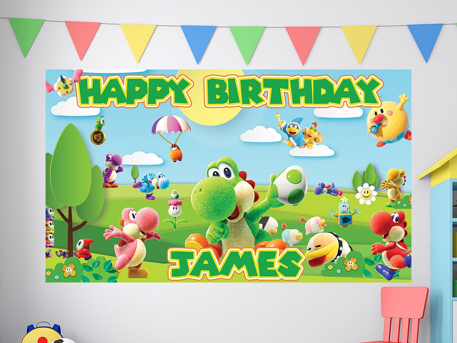 Yoshi Birthday Banner, Yoshi Birthday Banner, Yoshi Birthday, Yoshi ...