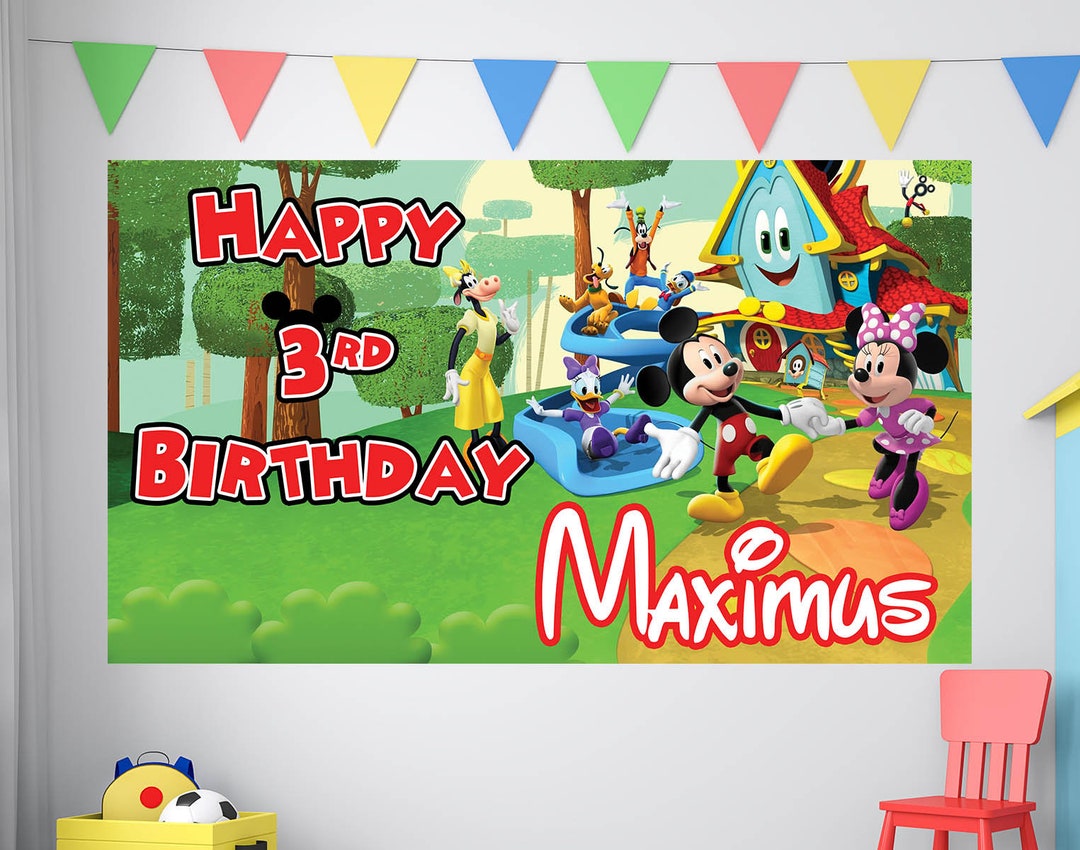 Mickey Birthday, Mickey's Funhouse Birthday Banner, Custom Mickey Mouse ...