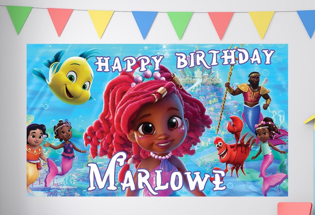 Ariel Birthday, Ariel Birthday Banner, Custom Ariel Backdrop, Kids ...