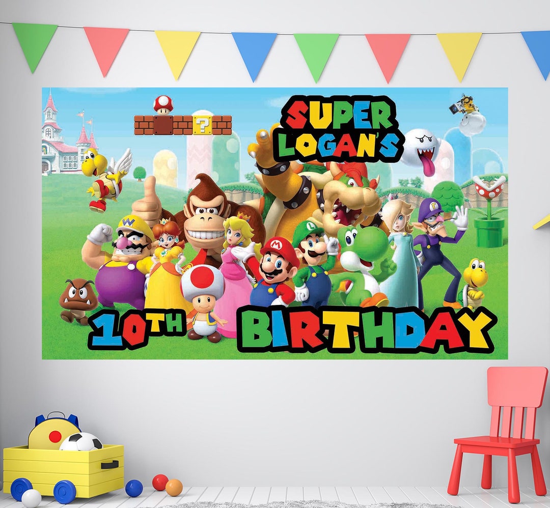Super Mario Birthday Banner, Mario Birthday Banner, Luigi Birthday ...