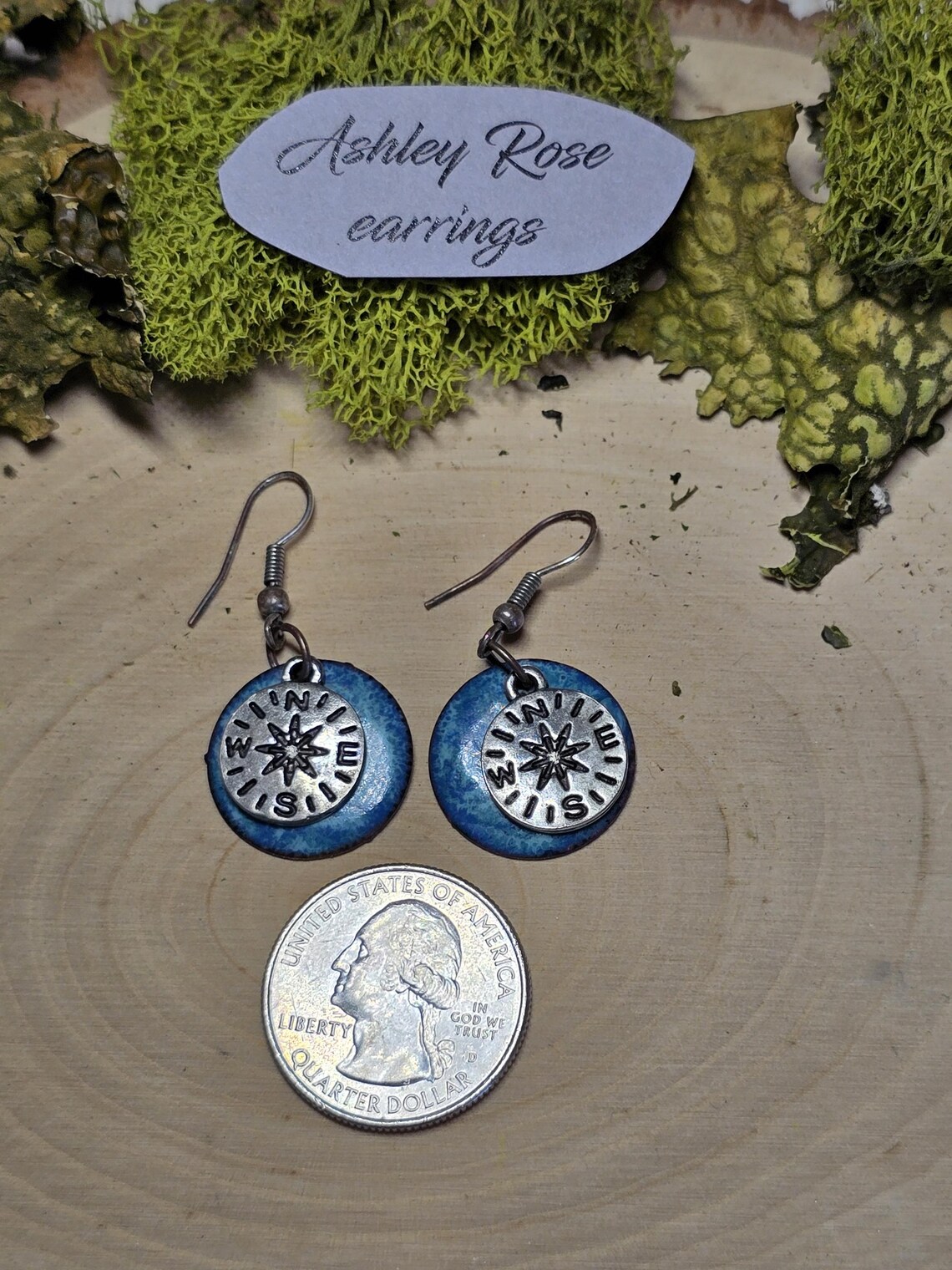 Compass With Blue/green Background - Etsy