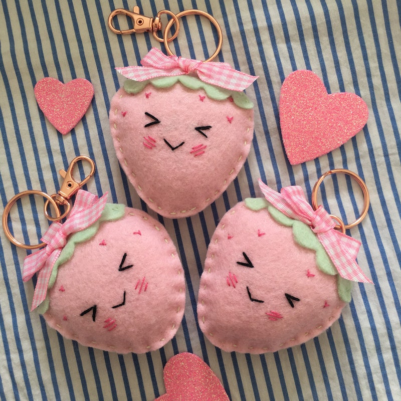 Strawberry Keychain - Etsy