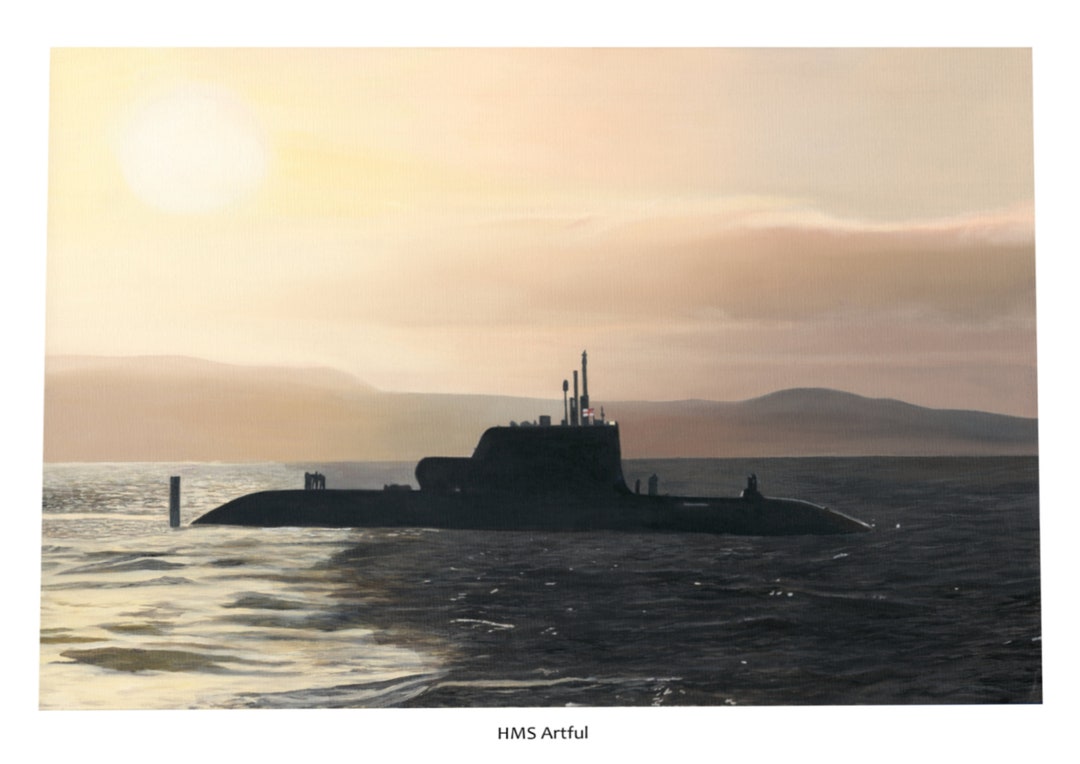 HMS Artful, A4/A3 Print, Submarine, Art , Royal Navy Print, Royal Navy ...