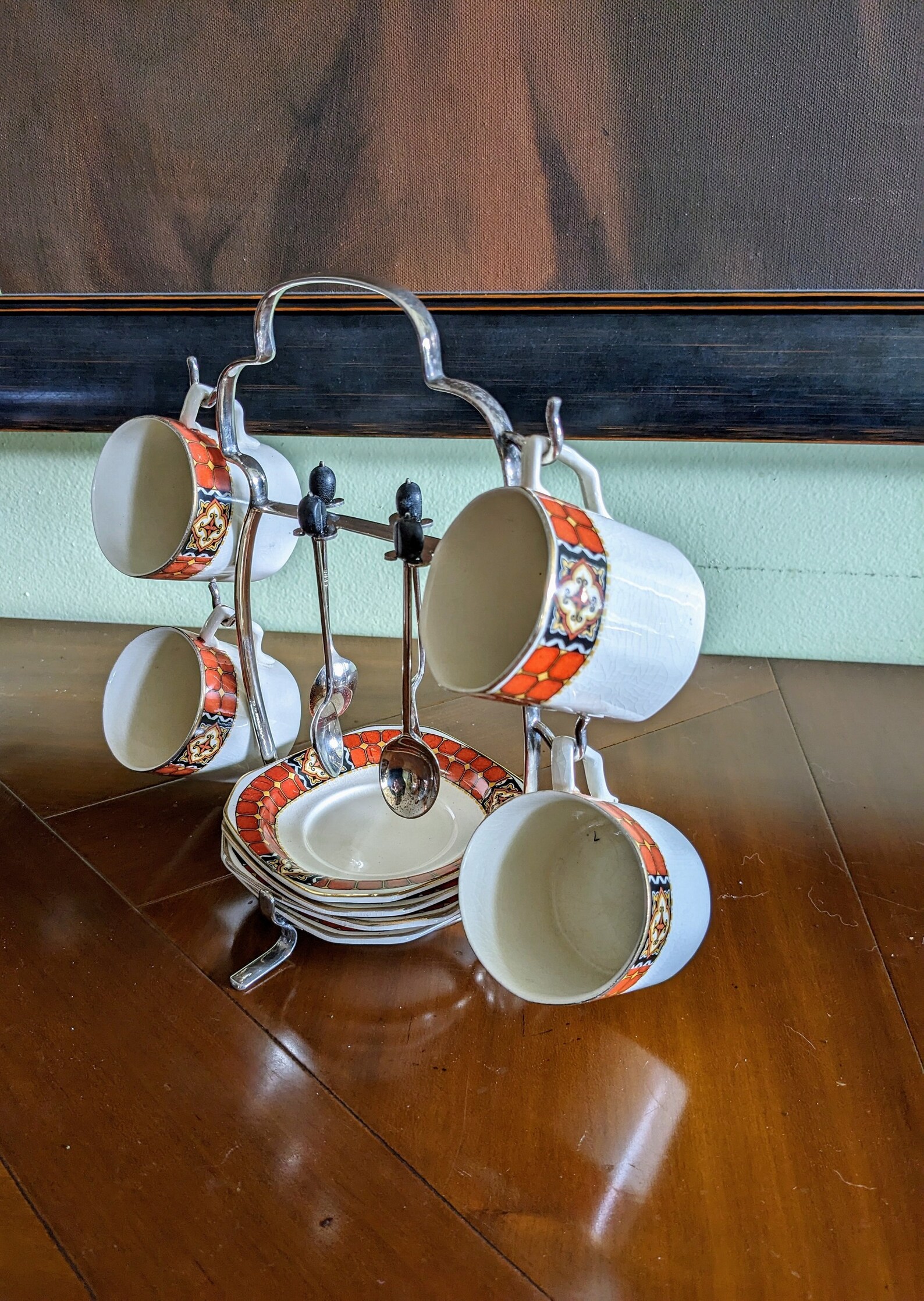 Vintage 4 Flosmaron Coffee Demitasse Cups and Saucers Set With Spoons ...