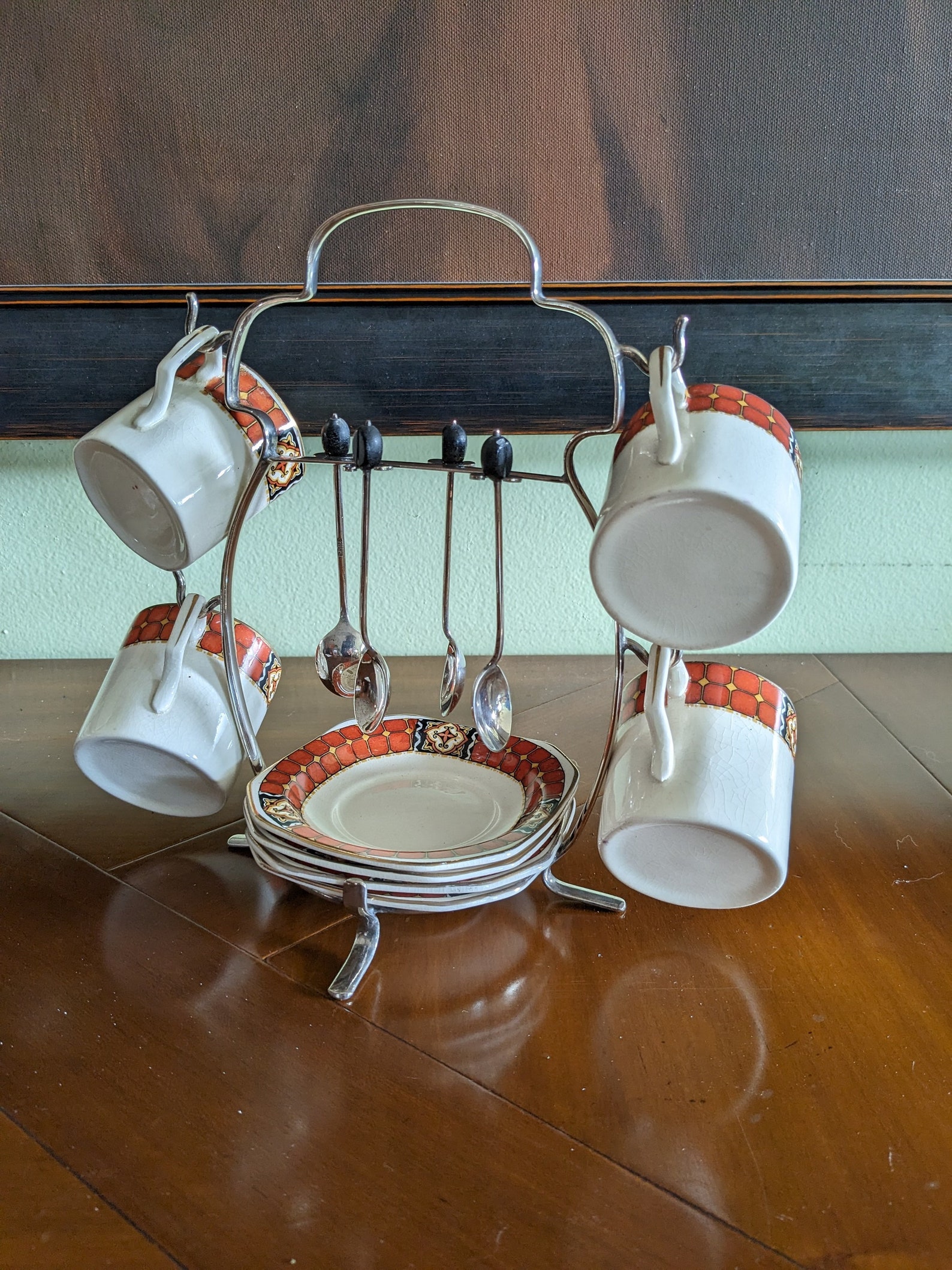Vintage 4 Flosmaron Coffee Demitasse Cups and Saucers Set With Spoons ...