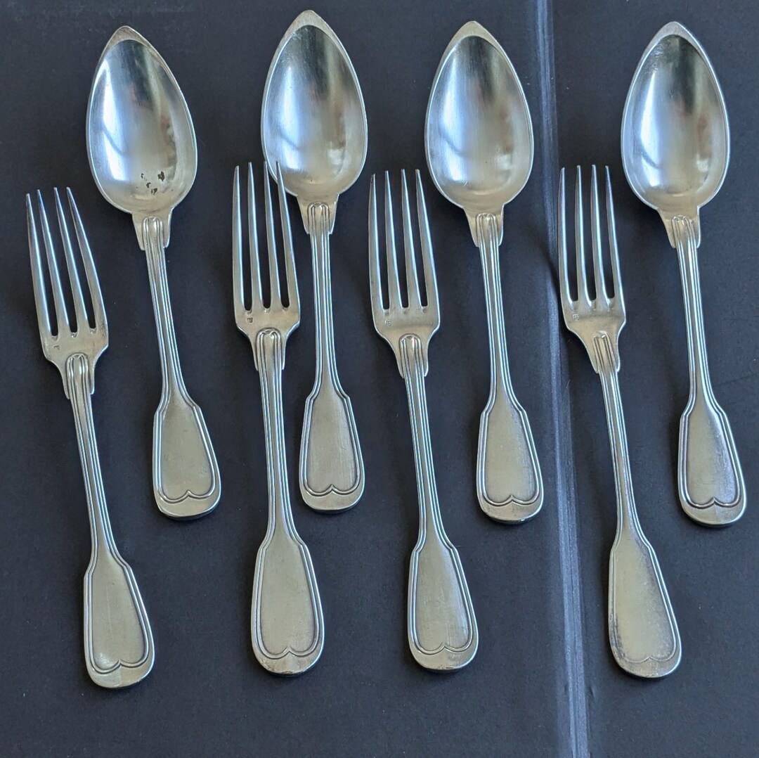 Antique CHRISTOFLE Cutlery Model Chinon Set of 4 Spoons and 4 Forks - Etsy
