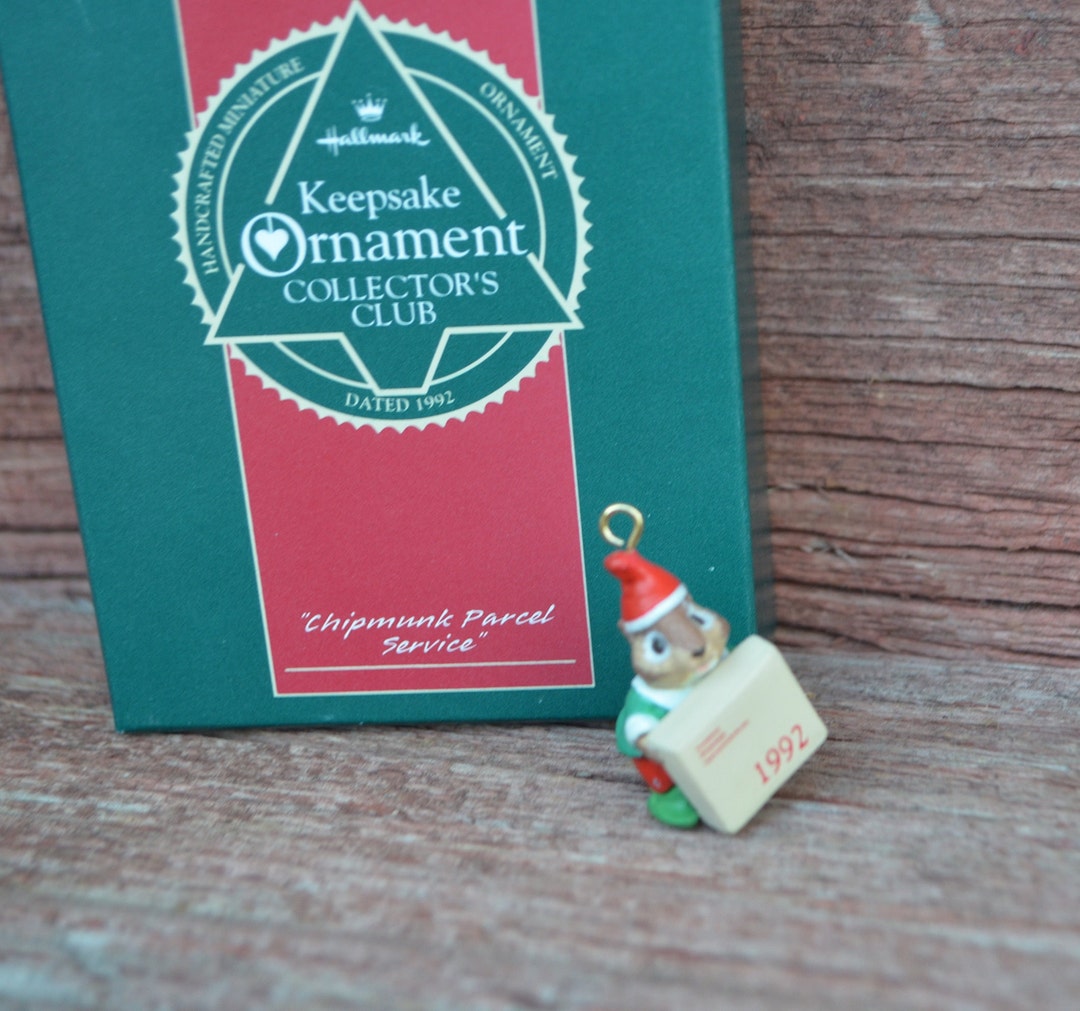 Vintage 1992 Hallmark Miniature Christmas Tree Ornament "chipmunk ...