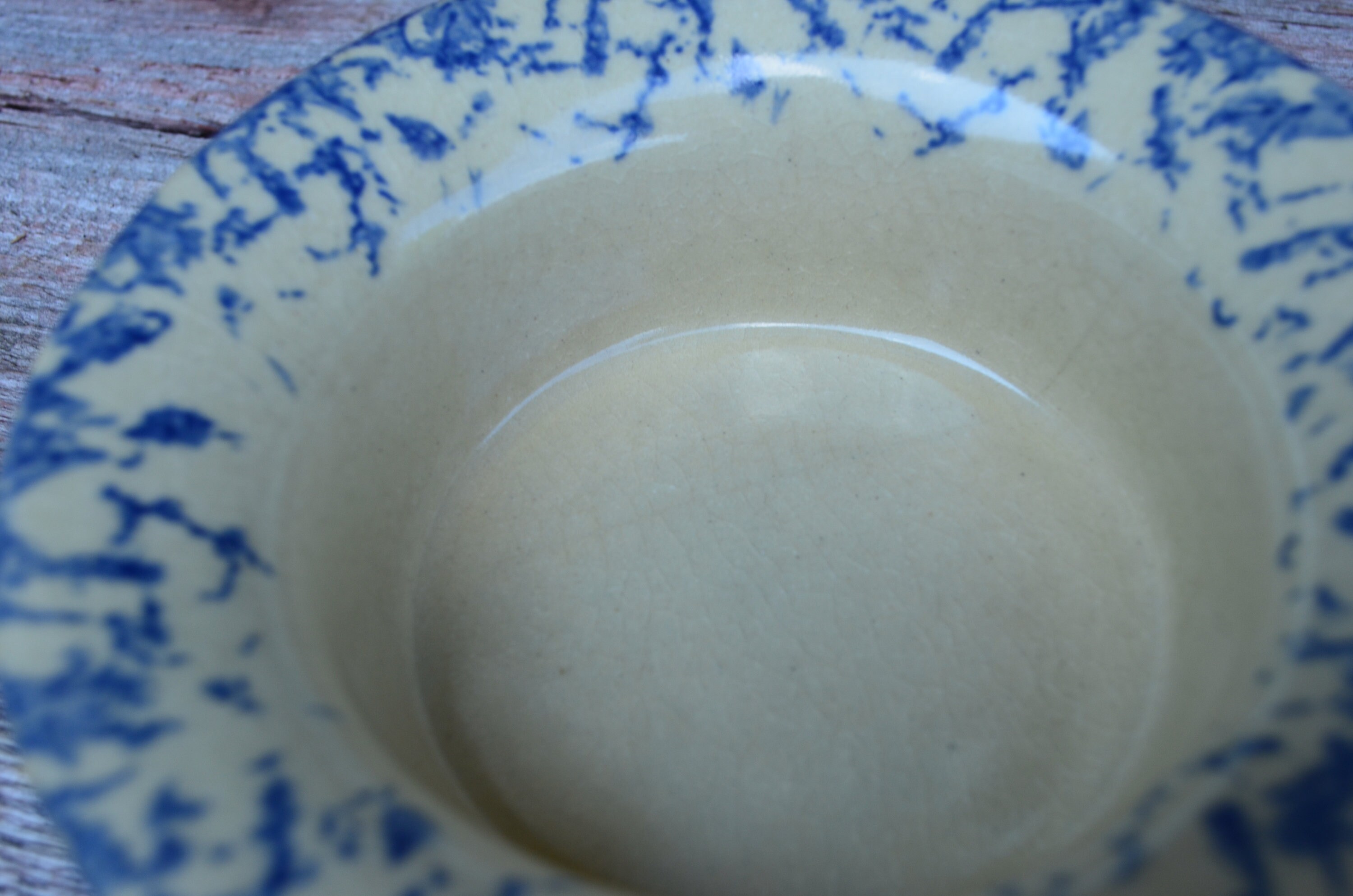 Roseville Blue Spongeware by Ransbottom Rim Soup Bowls Small Dessert ...