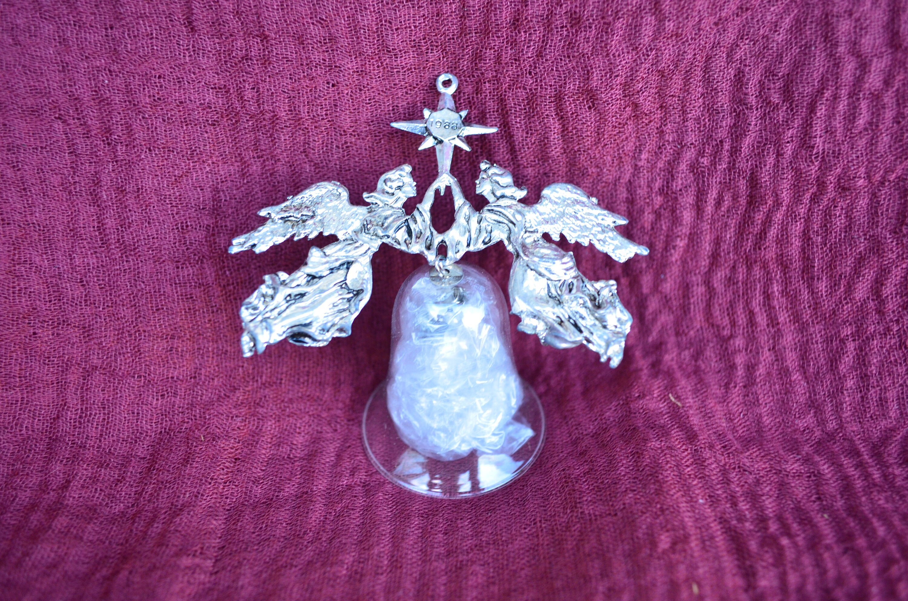 Hallmark Silver Plated "angel Bell" Ornament 1988 Heirloom Lead Crystal ...