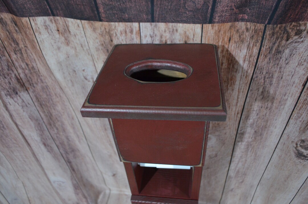 Burgundy Painted Toilet Paper Storage and Tissue Box Small Space Saver ...
