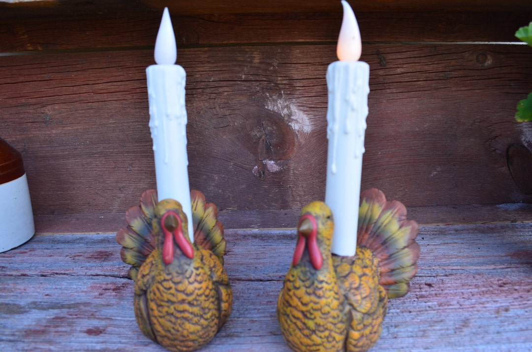 Fall Harvest Turkey Candle Holders With on and off Switch Set of 2 ...