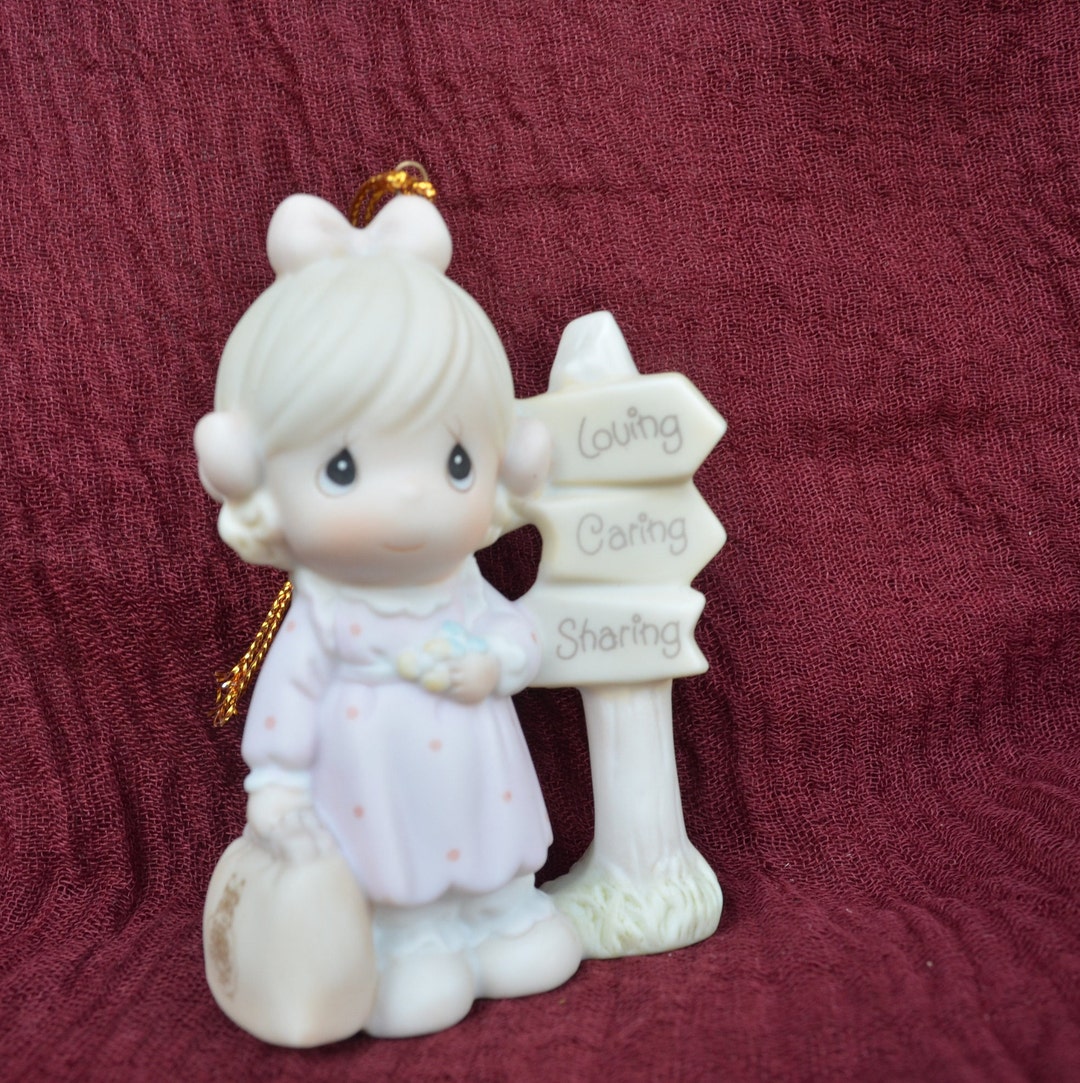 Vintage Enesco Precious Moments Figurine: Loving, Caring, Sharing Along ...