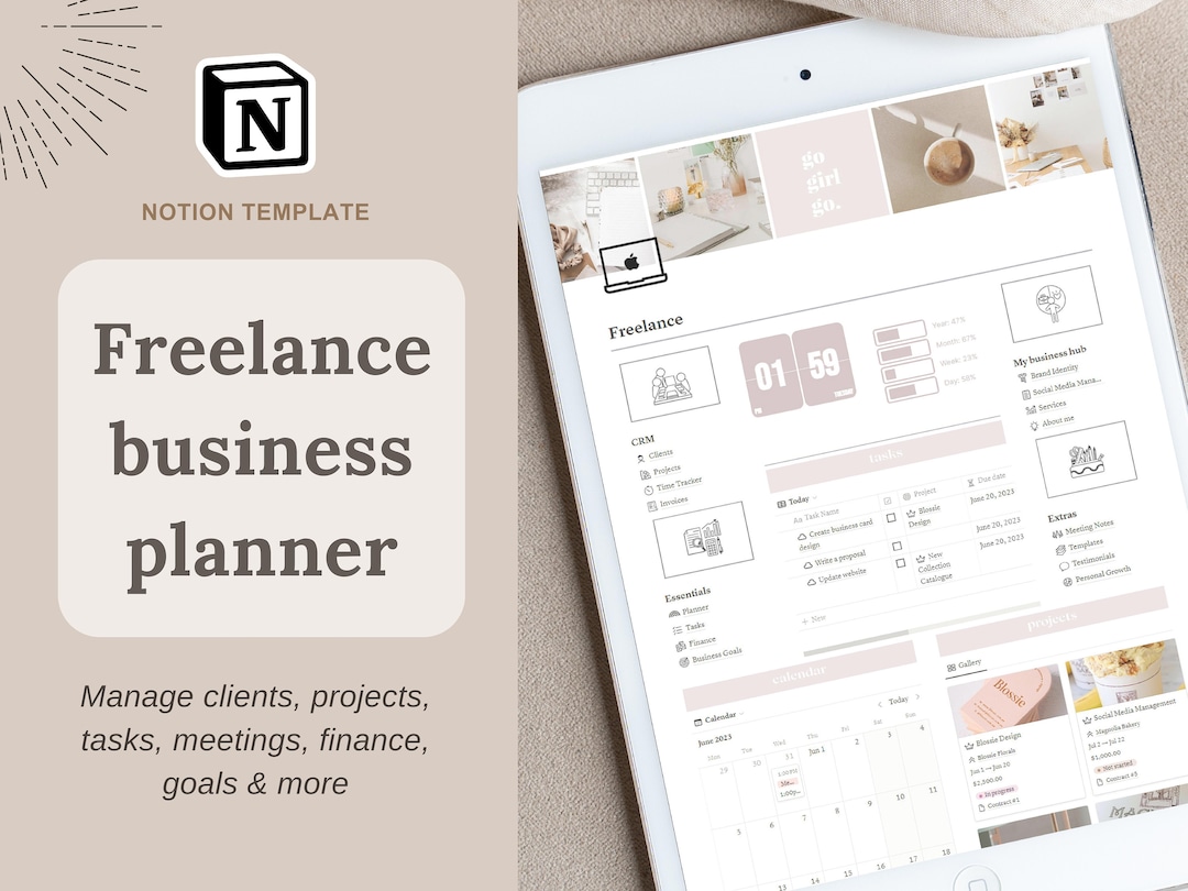 Notion Business Freelancer Template Planner Notion Work Dashboard CRM ...