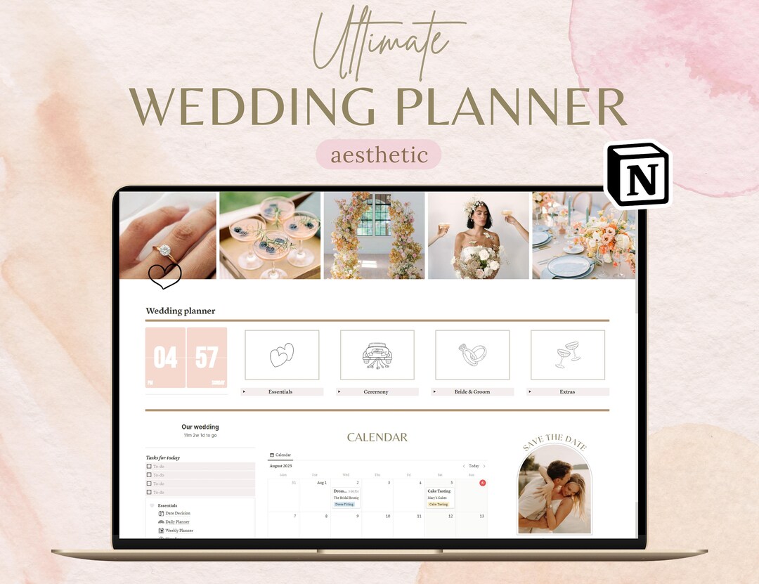 Wedding Planner Notion Template | Aesthetic Notion Wedding Dashboard ...