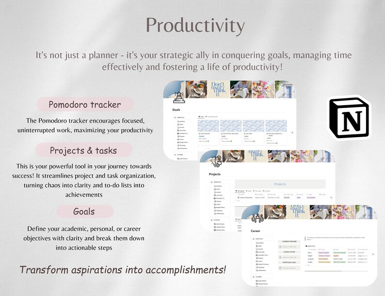 Notion Template Planner Ultimate Life Planner That Girl All in One Life Planner Notion Dashboard ...