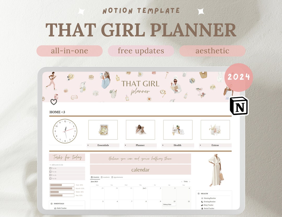Notion Planner Template That Girl Digital Planner All in One Life ...