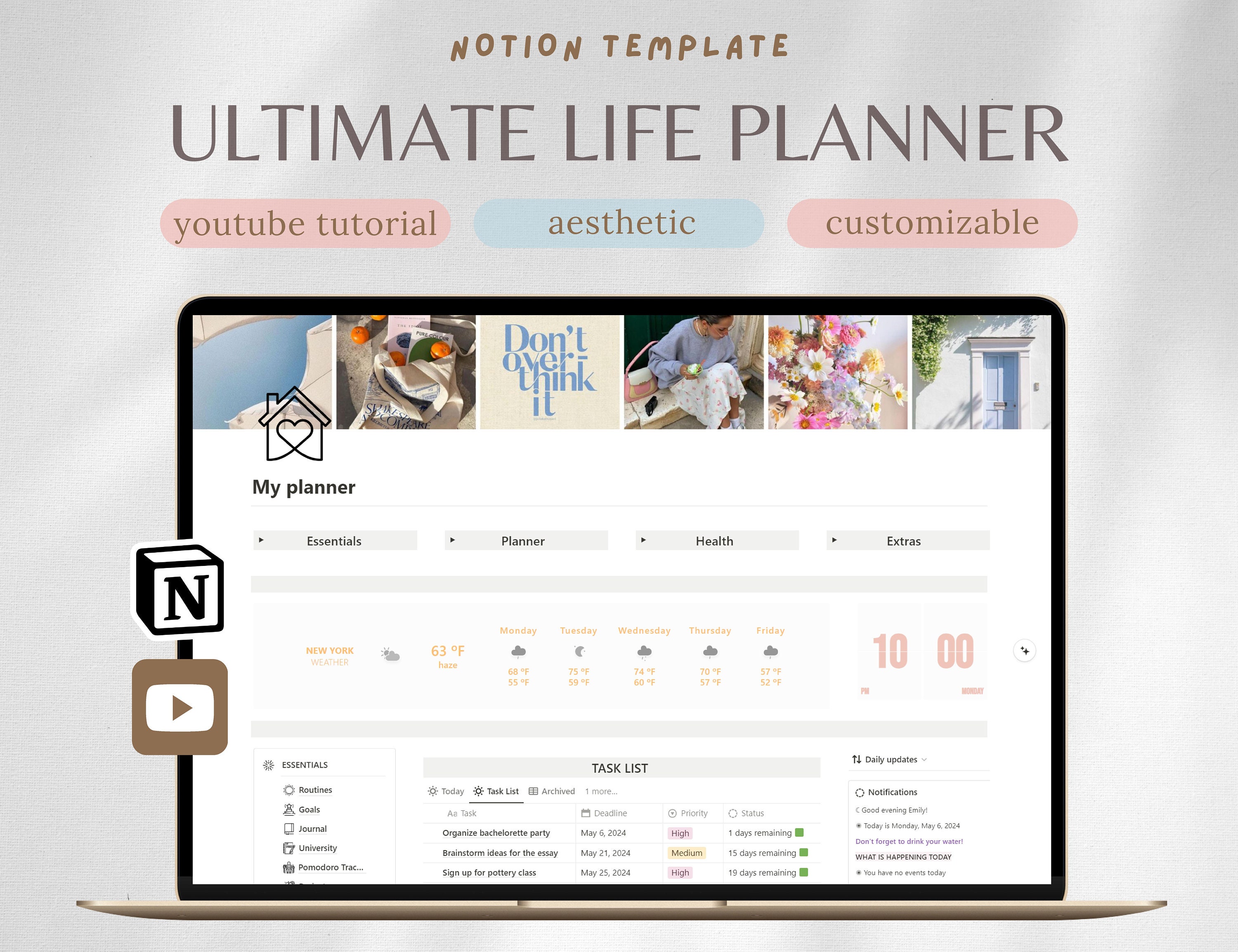 Notion Template Planner Ultimate Life Planner That Girl All in One Life Planner Notion Dashboard ...