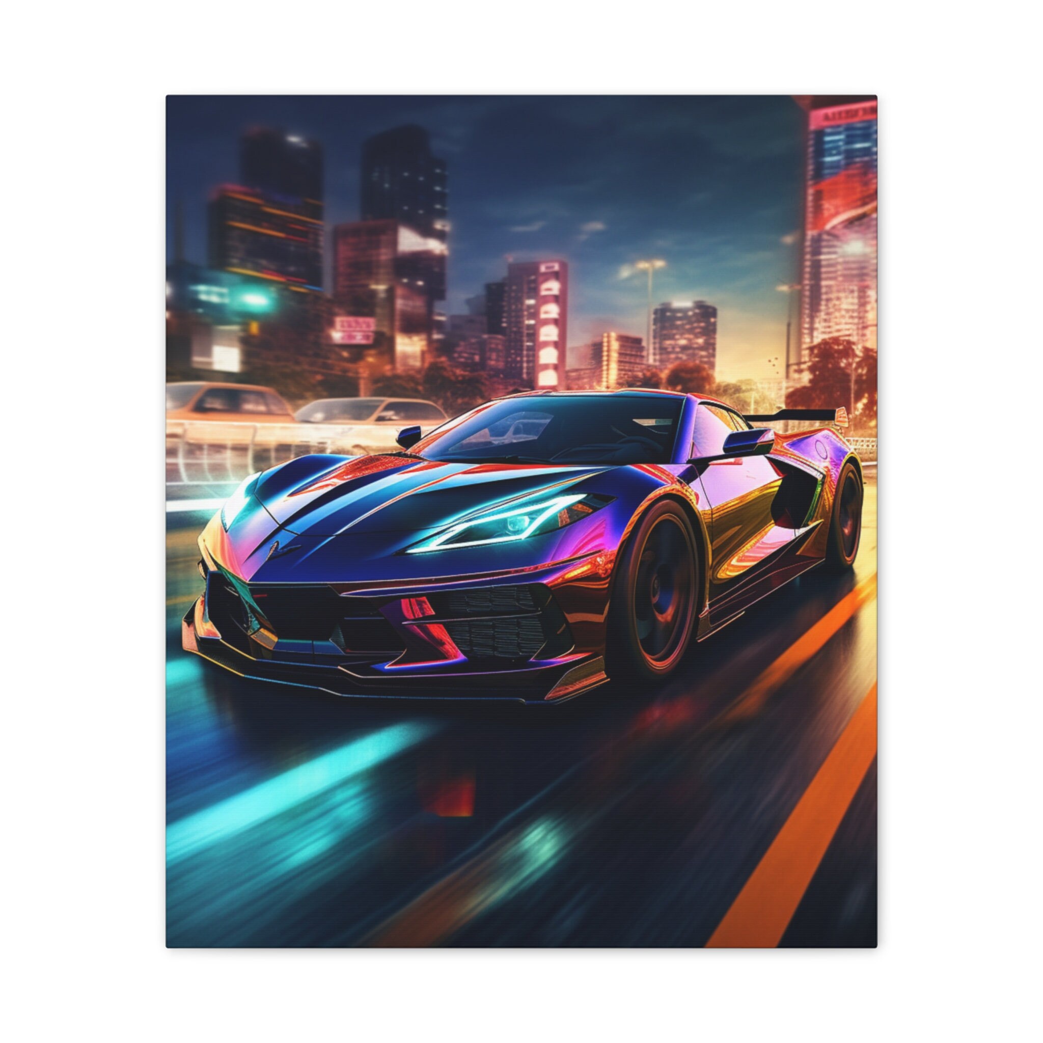 Corvette Canvas, Corvette C8, Corvette Race Car, Corvette Art, Print on ...