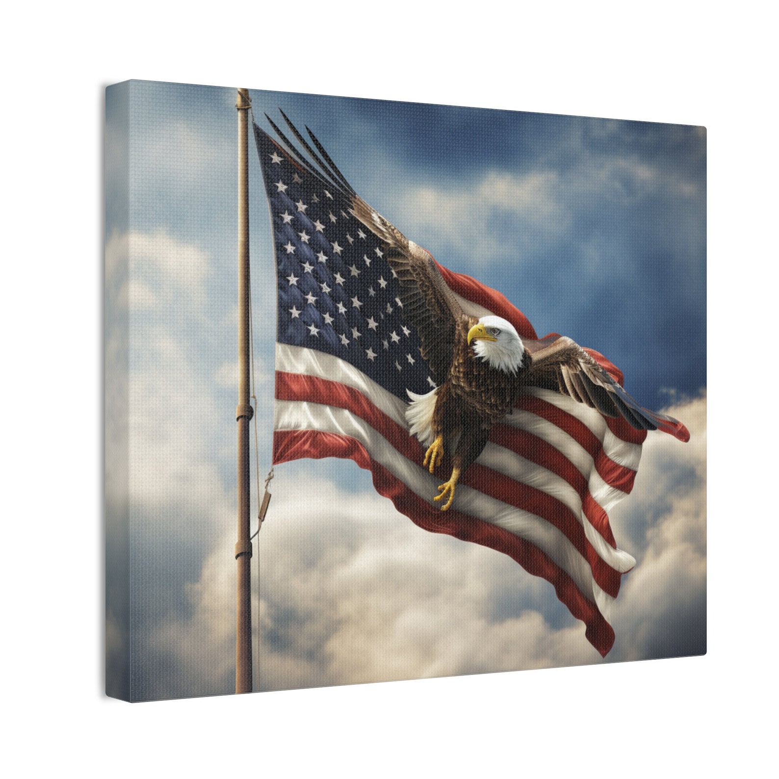 American Flag Canvas, Flag Art, Bald Eagle, American Flag, Print on ...