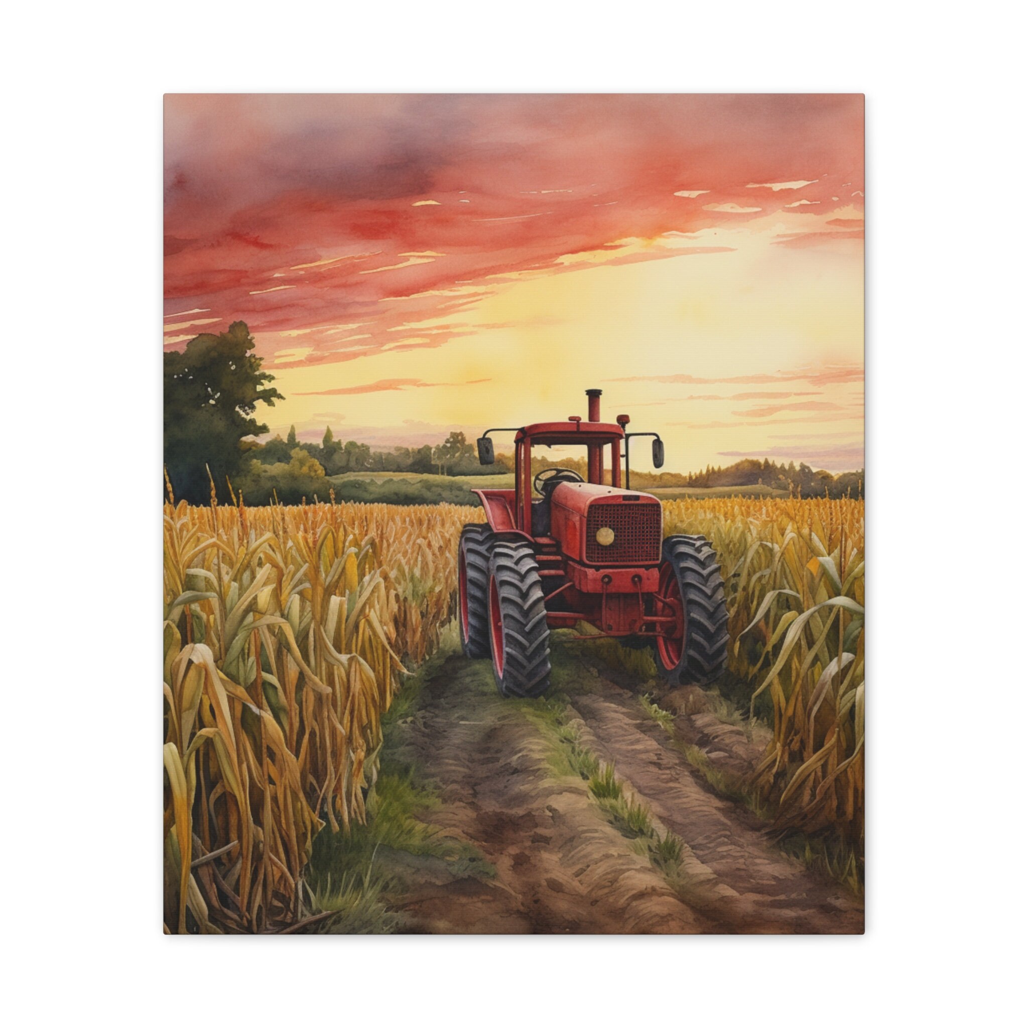 Corn Field Art Tractor Farm Canvas Farm Art Print on - Etsy