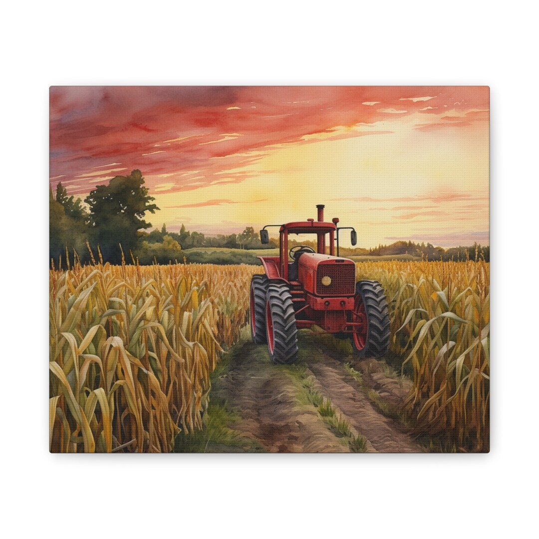 Corn Field Art, Tractor, Farm Canvas, Farm Art, Print on Canvas, Gift ...