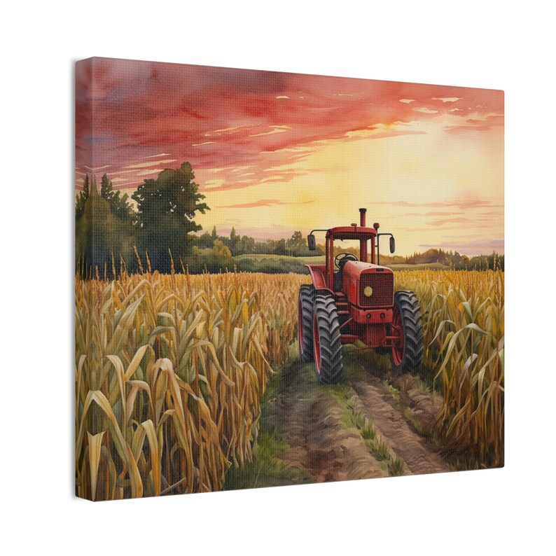 Corn Field Art, Tractor, Farm Canvas, Farm Art, Print on Canvas, Gift ...
