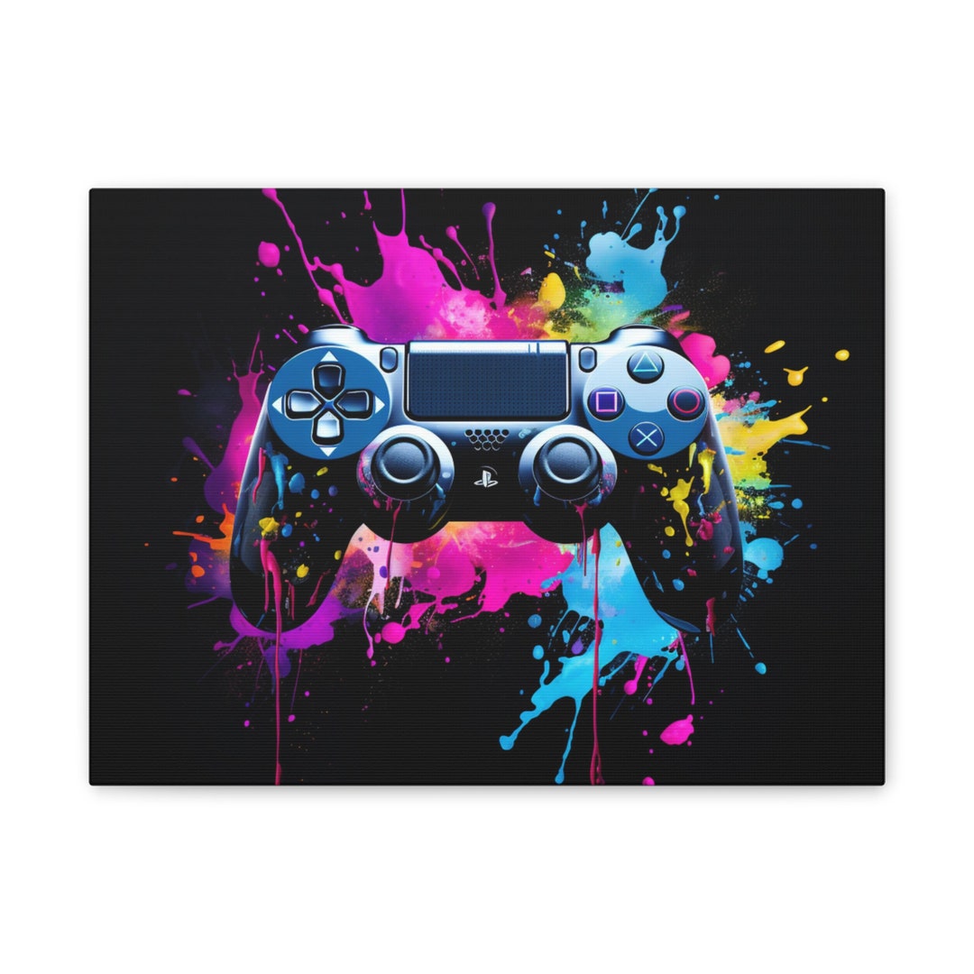 Gaming Art, Playstation Controller, Playstation, Gaming Canvas, Neon ...